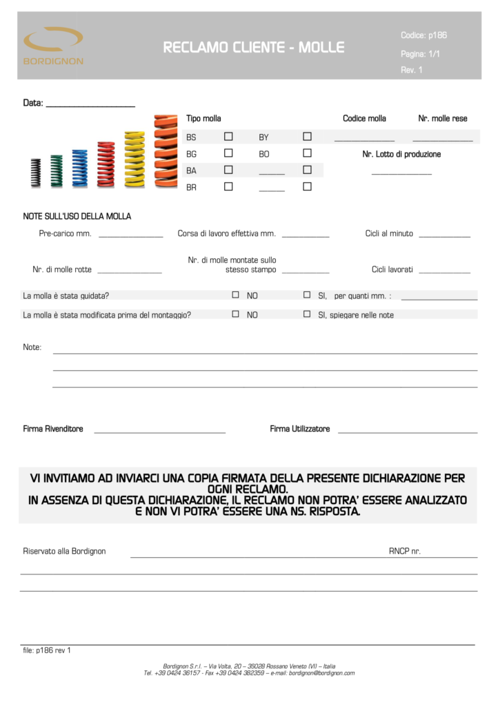 Cilindri e molle normalizzate ISO 10243 standard pdf | Bordignon